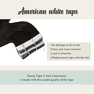 Sunny Tape in Hair Extensions Body Wave Dark Brown Tape in Human Hair Extensions Soft Curly Hair Tape on Hair Extensions Brown Body Wave Skin Weft 20pcs 50g 14inch