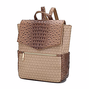 MKF Backpack Purse for Women & Girls – PU Leather Top Handle Bag Lady Fashion Travel Pocketbook – Roomy Daypack Beige