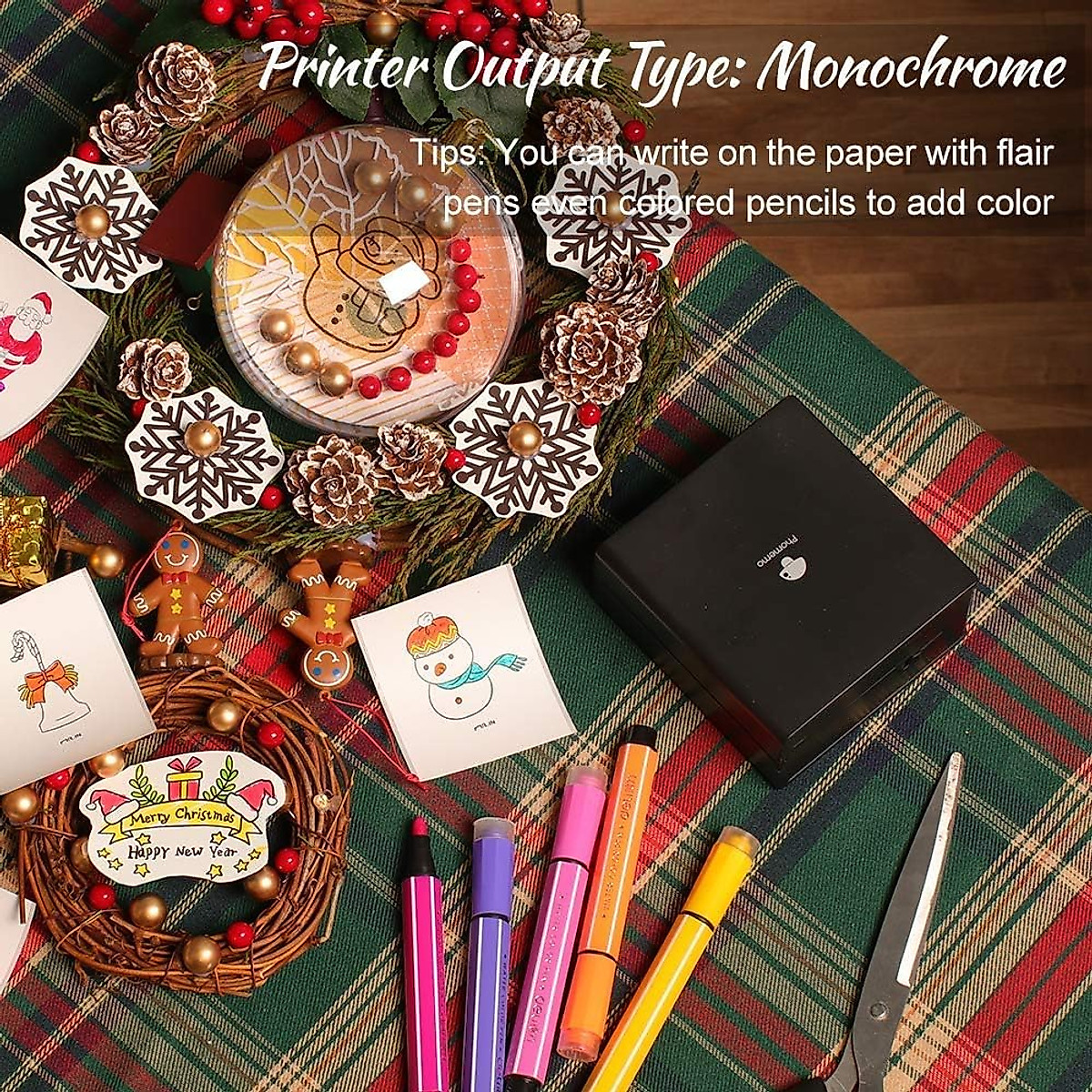 Phomemo Label Maker Printer Machine, M02 Mini Portable Printer, Thermal Inkless Sticker Printer, Pocket Portable Printer, Multifunction for Journal, Photo, Work Plan, Meeting Notes, Gift