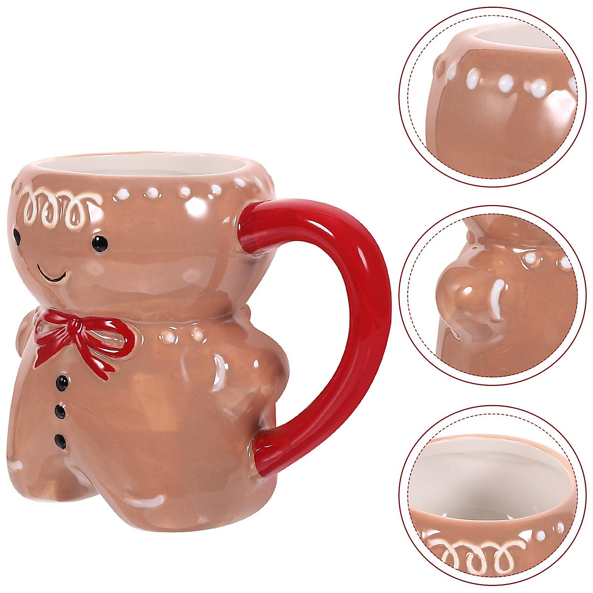 Amosfun Gingerbread , Ceramic Christmas Coffee Cup Christmas Character Mugs Xmas Party Tea Cup Novelty Drinking Cup for Hot Chocolate Cocoa Mugs