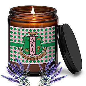AKA Sorority Gift Sorority 7oz Lavender Scented Candle Sorority Paraphernalia Gift Pink and Green 1908 Sorority Home Decor Candle(Candle-Pink A-K-A)