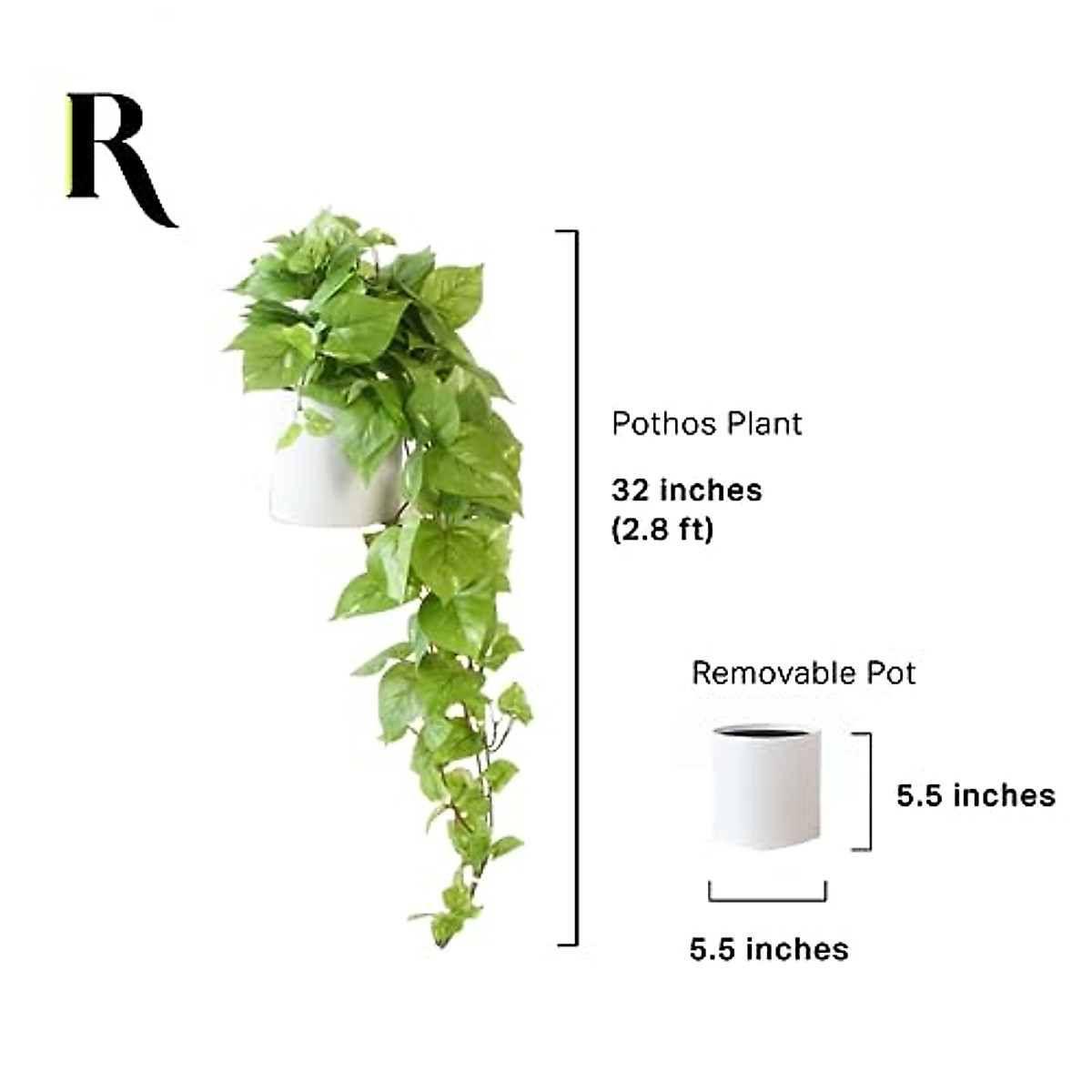 Retrograde 32" Realistic Fake Pothos Ivy Plant Silk Artificial Plant Large (Light Green)