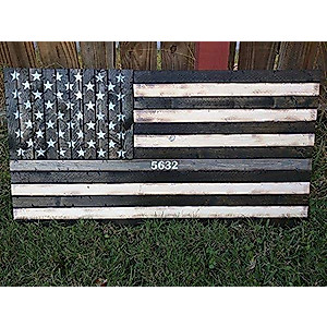 Thin Silver Line American Flag | Wooden Rustic American Flag | Correction Officer | Correctional Worker