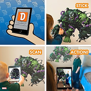 Wall Palz Marvel Venomized Hulk Wall Decals - Marvel Incredible Hulk Wall Decal - with 3D Augmented Reality Interaction - 18" Venom Symbiote Hulk Stickers Marvel Decor