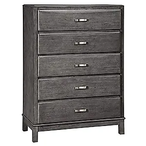 Signature Design by Ashley Caitbrook Contemporary 5 Drawer Chest with Dovetail Construction, Weathered Gray, Grey, 36.5 x 17.5 x 52 inches