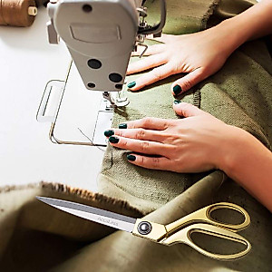 10.5'' Fabric Scissors Stainless Steel sharp Tailor Scissors clothing scissors Professional Heavy Duty Dressmaking Shears Sewing Tailor (Golden)
