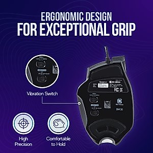 BB 4D Vibration Gaming Mouse SM35 | Sound-Reactive Haptic Sensor | Unique FPS Gaming Experience on PC for Overwatch, PUBG, CS:GO, Halo, and Many Others | Adjustable Up to 12000 DPI (SM35)