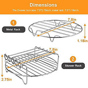 Air Fryer Rack for Air Fryer Oven, Set of 2 Multi-purpose Air Fryer Accessories Metal Double Layer Wire Rack with Skewer for Ninja, Power XL, Cosori, Instant Pot, Gourmia, Chefman, Dishwasher Safe