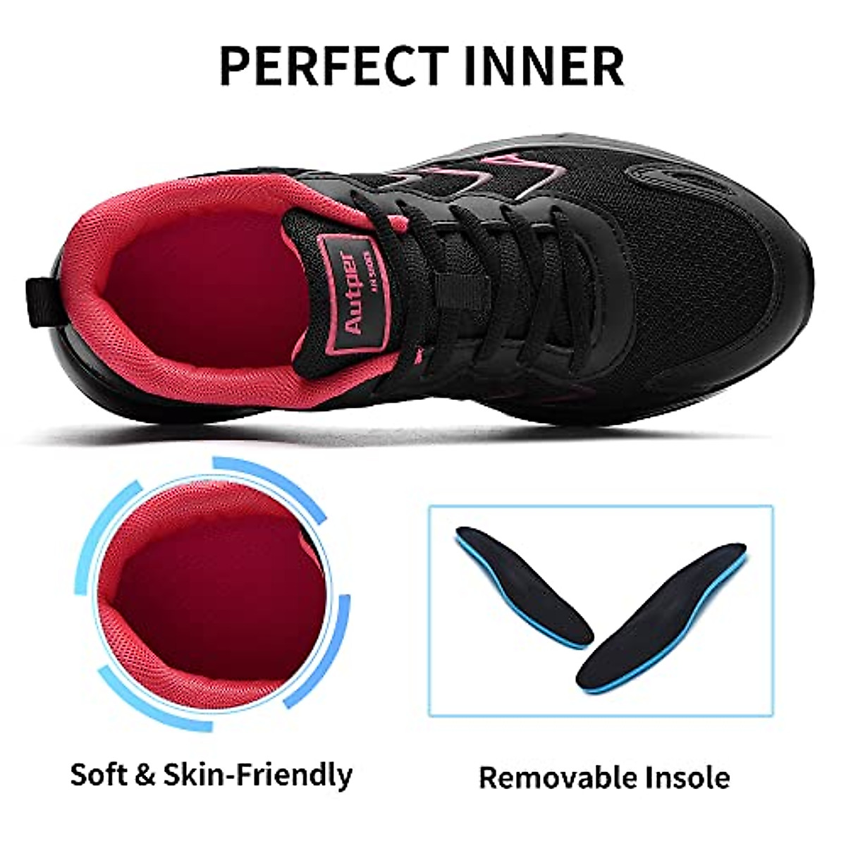 M MAGPER Womens Air Athletic Running Shoes Breathable Walking Tennis Sneakers for Gym Sports Rosered US 6.5
