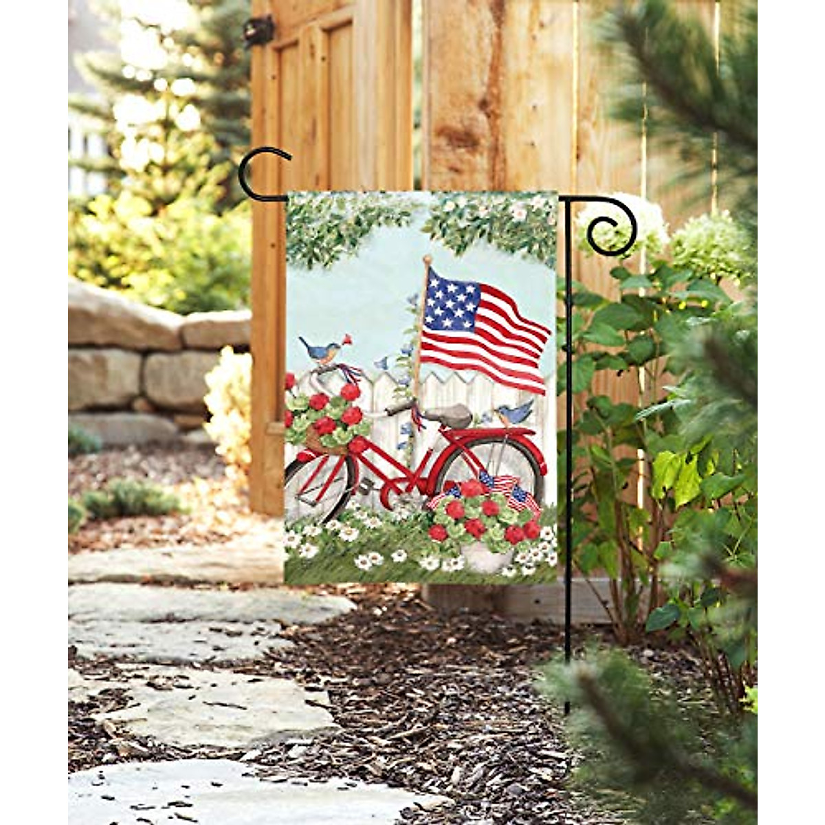 BreezeArt - Patriotic Bike Decorative Garden Flag 12x18 inch - Premium Quality SolarSilk - Made in the USA by Studio-M