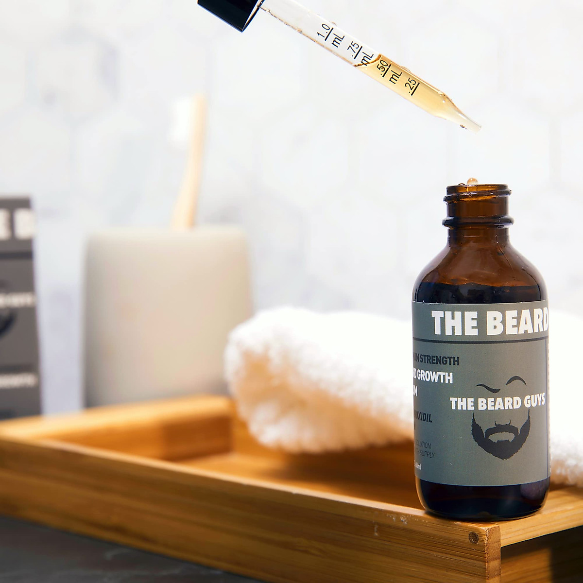 The Beard Guys Maximum Strength Minoxidil & Biotin Fast Beard Growth Oil, One Month Supply, 2 Ounce - Top Beard Thickener and Conditioner Infused With Argan and Jojoba Oil