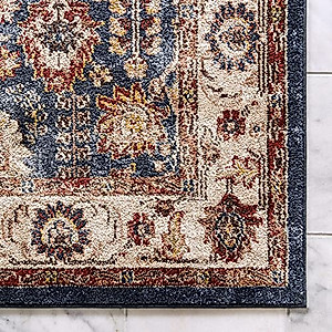 Unique Loom Utopia Collection Traditional Classic Vintage Inspired Area Rug with Warm Hues, 8 x 10 ft, Navy Blue/Beige