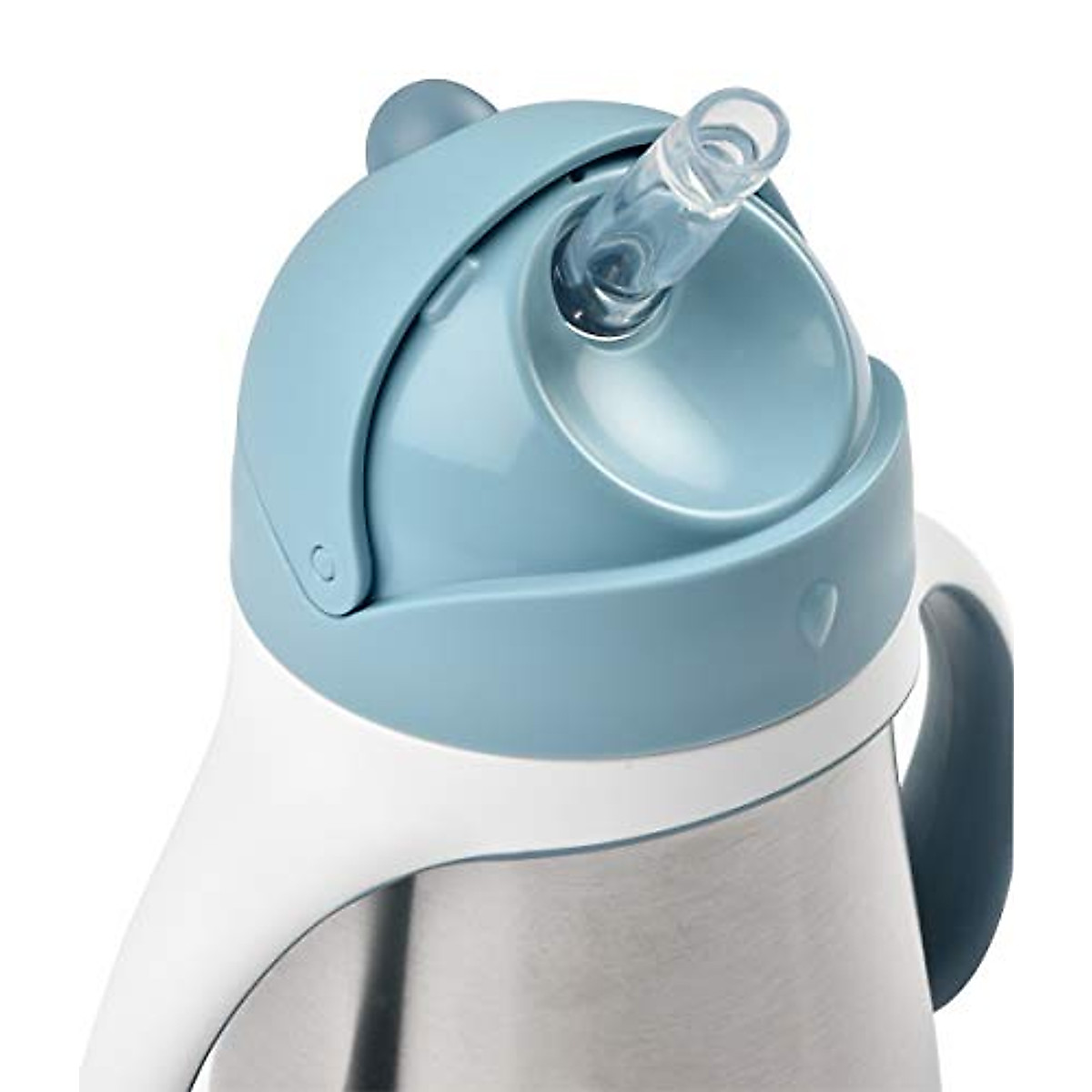 Beaba Stainless Steel Straw Sippy Cup, Sippy Cup with Removable Handles, Sippy Cup with Straw, 8+ months, 8.5 oz (Rain)