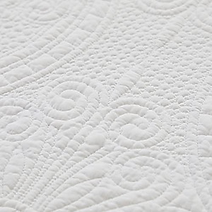 Brandream White Boho Sunflower Medallion Quilt Cotton Quilted Throw Blanket for Bed Couch Daybed 47 X 60 Inch Decorative Throw Blankets