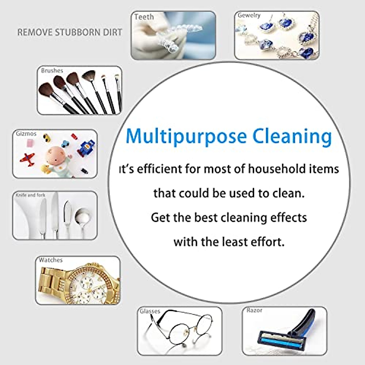 AKEISHE Glasses Cleaner, Ultrasonic Jewelry Cleaner Machine for Watches, Razors, Coins,Rings&Daily Supplies