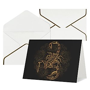 Vintage Horoscope Scorpion Mandala Thank You Cards With Envelopes, Blank Greeting Note Cards With Envelopes Blank Inside, Funny Birthday Cards For Women Men, Thank You Card For Wedding Business,Graduation