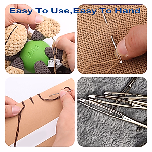 ORRDICE-9 PCS Large-Eye Blunt Needles, Stainless Steel Yarn Knitting Needles, Sewing Needles for Hand Sewing, Crafting Knitting Weaving Stringing Needles, Perfect for Finishing Off Crochet Projects