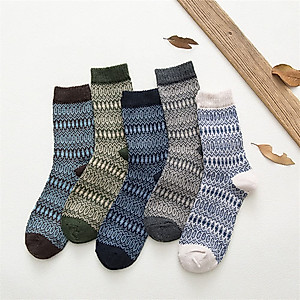 Winter Wool Socks 5 Pairs Mens Boot Socks for Men Winter Socks for Men Nordic Hiking Warm Soft Socks Men Size 7-11