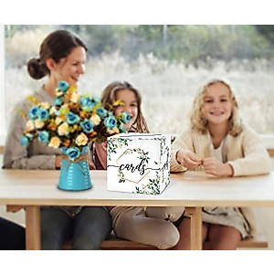 Greenery Theme Card Box – 8”*8”*8” Gift Or Money Box Holder for Wedding,Baby or Bridal Shower,Birthday, Graduation,Engagement, Party Favor, Decorations, 1 Set(hezi-B015)