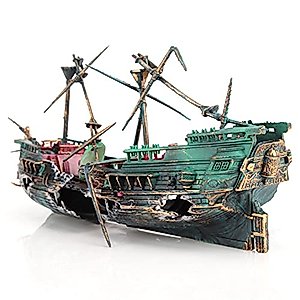 STKOfWoSu Aquarium Pirate Ship Shipwreck Decorations Aquarium Fish Tank Ornaments Home Landscaping Decor