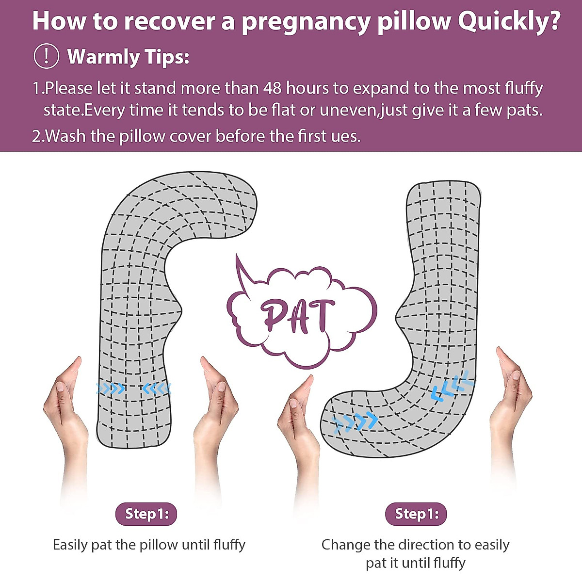 BATTOP Pregnancy Pillows for Sleeping,Maternity Body Pillow with Washable Cover,New Mom Gifts for Women,Support for Back,HIPS,Legs,Belly for Pregnant Women(Dark Purple)