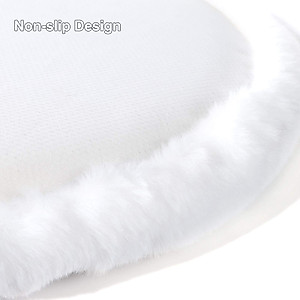 Shinnwa White Round Dorm Fur Chair Cushion Pad with Furry Faux Fur Cover Small Mini Cute Seat Cushion for Kids Desk Chair Teen Girls Bedroom Décor 16 Inch