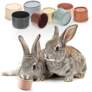 MEWTOGO 8 Pcs Stacking Cups for Rabbits - Multi-Colored Reusable Bunny Toys of Different Sizes, Safe Plastic Nesting Toys for Small Animals Rabbits Bunny Gifts Hiding Food and Playing