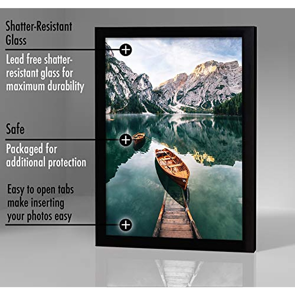 Americanflat 12x18 Black Picture Frame - Composite Wood with Shatter Resistant Glass - Horizontal and Vertical Formats for Wall with Included Hanging Hardware