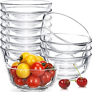 Eccliy 12 Pcs 8 oz Glass Bowls Set 4.5 Inch Mini Meal Prep Bowls Small Glass Bowls Clear Serving Bowls Sauce Cups for Kitchen Salad Dessert Ice Cream Dips Snack Side Dishes Ingredients Condiments
