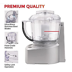 Mueller Ultra Prep Food Processor Chopper for Dicing, Grinding, Whipping and Pureeing – Food Chopper for Vegetables, Meat, Grains, Nuts and Whisk for Eggs and Cream