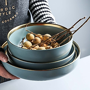 Porcelain Dishes Set for 4 People 16 Piece Ceramic Bowls and Plates Set Reactive Glaze Dinnerware Set for Home Party Gift - Matte Blue