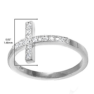 14K White Gold 1/10 Cttw Diamond Accented Sideways Cross Ring (J-K Color, I1-I2 Clarity) - Size 7-1/4