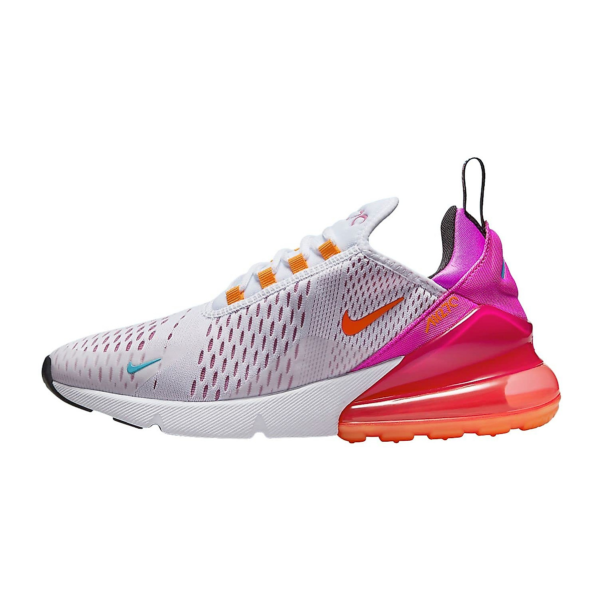 Nike Womens W Air Max 270 Running Shoe, WHITE/BRIGHT CRIMSON-FUCHSIA DREAM, 7.5 US