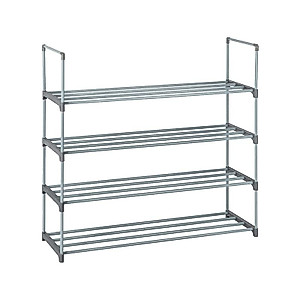 4-Tier Shoe Rack Metal Shoe Tower 20-Pair Shoe Storage Organizer Black