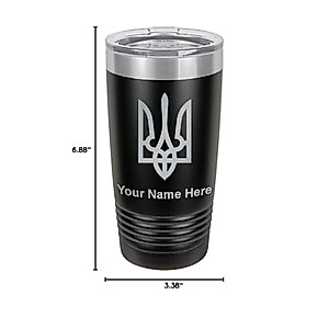 LaserGram 20oz Vacuum Insulated Tumbler Mug, Flag of Ukraine, Personalized Engraving Included (Black)
