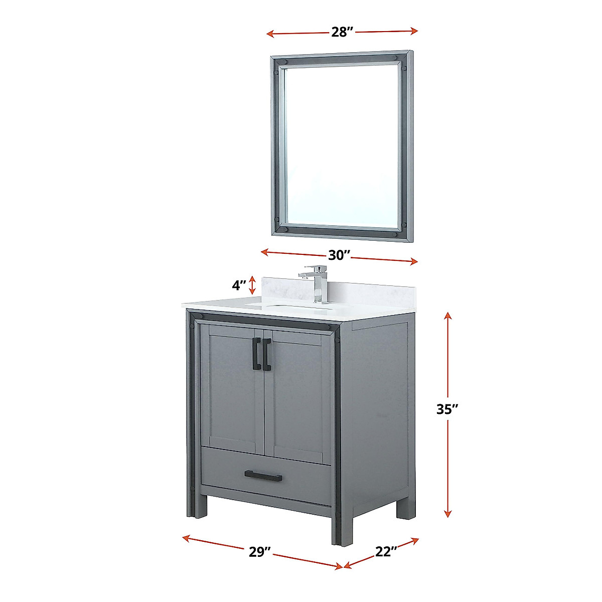 Bell+Modern Augustine 30 in W x 22 in D Dark Grey Bath Vanity