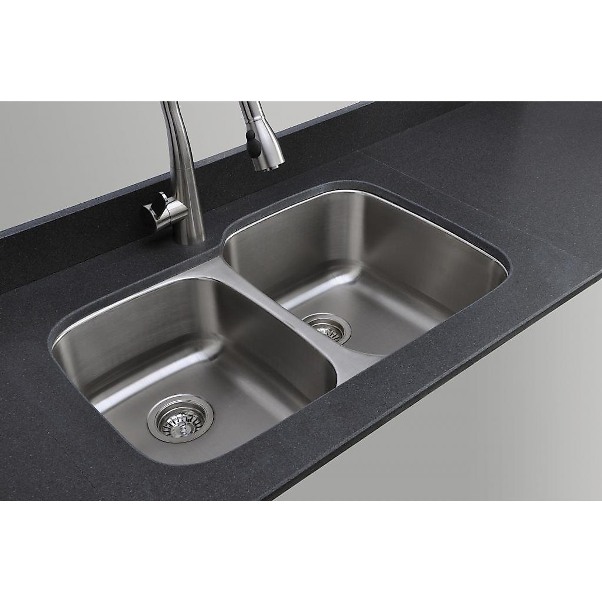 Wells CMU3221-79-16-1 Craftsmen Series Kitchen Sink Package, 32" 40/60, Brushed Matte Finish