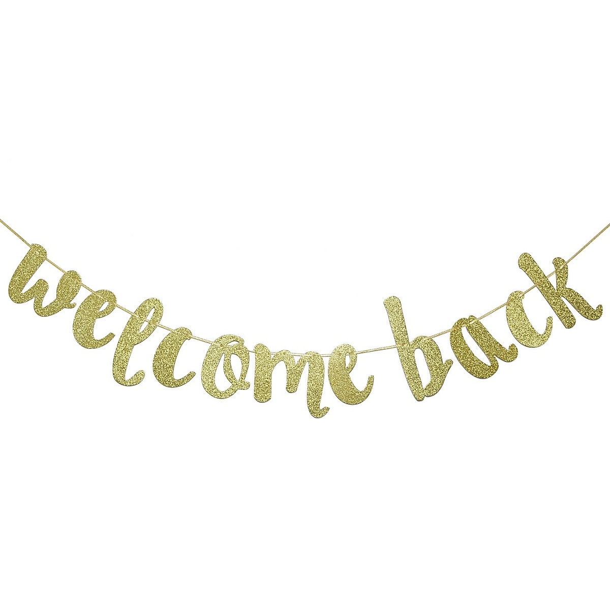Welcome Back Gold Glitter Hanging Sign Banner- First Day of School, Classroom Decor,Back To School Party Decorations