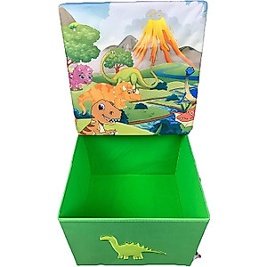 Toy Chest for Boys, Storage Bins for Toys, Toy Box for Boys, Kids Toy Storage Bins, Sturdy & Foldable, Removable Divider, Dinosaur Storage Containers for Playroom, Bedroom, Home, Dinosaur Pattern