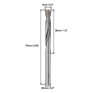 uxcell Cemented Carbide Twist Drill Bits 5mm Metal Drill Cutter for Stainless Steel Copper Aluminum Zinc Alloy Iron 2 Pcs
