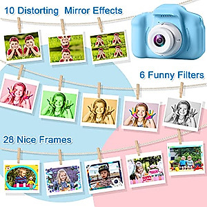 GKTZ Toys for 3-8 Year Old Boys, Kids Selfie Camera Children Digital Video Toddler Camera, Birthday Gift for Boys and Girls Age 3 4 5 6 7 8 with 32GB Card - Blue