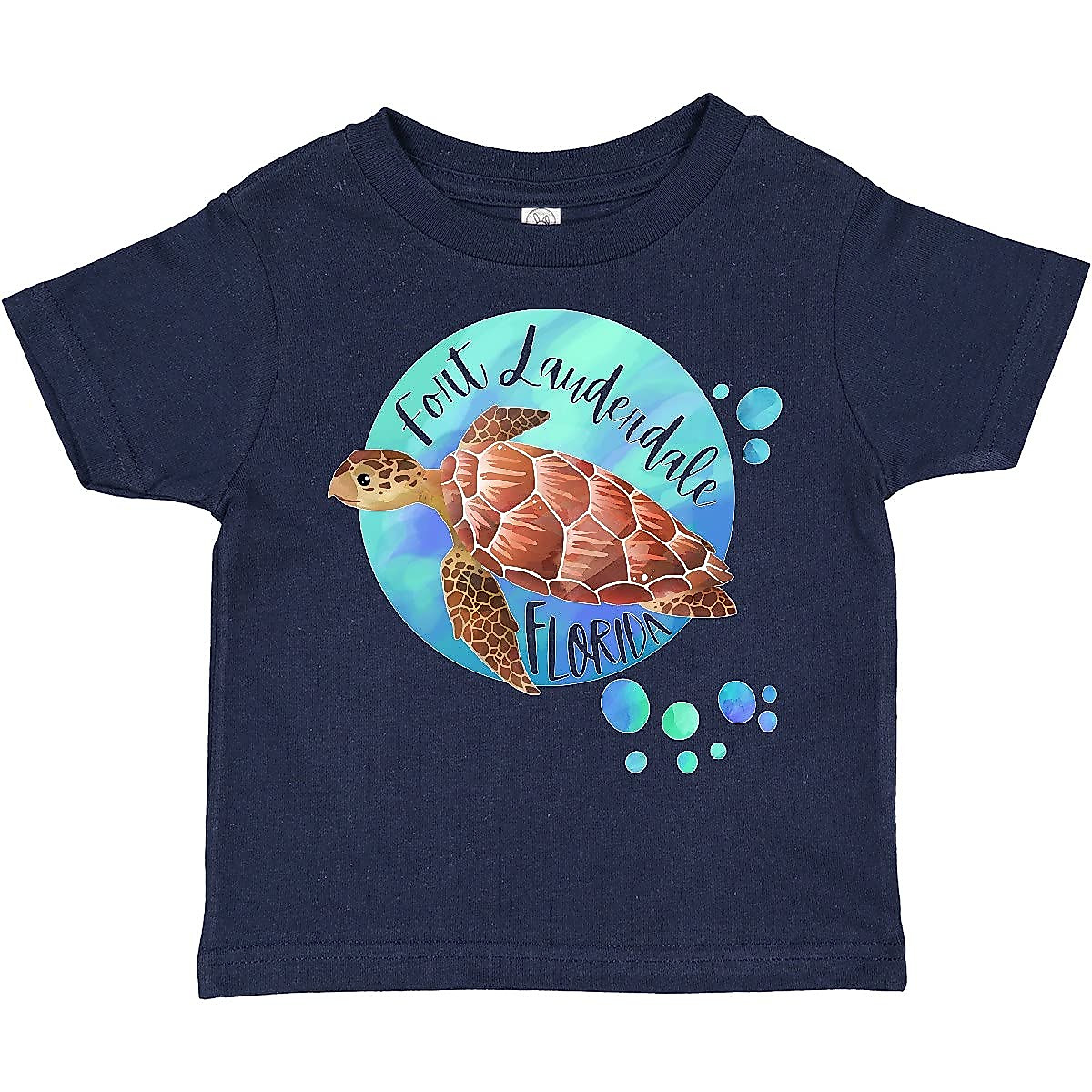 inktastic Fort Lauderdale, Florida Swimming Sea Turtle with Bubbles Toddler T-Shirt 5-6 Navy Blue 3a956