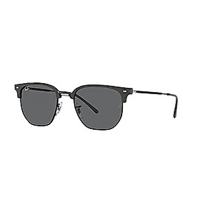 Ray-Ban RB4416 New Clubmaster Square Sunglasses, Green on Black/Dark Grey, 53 mm