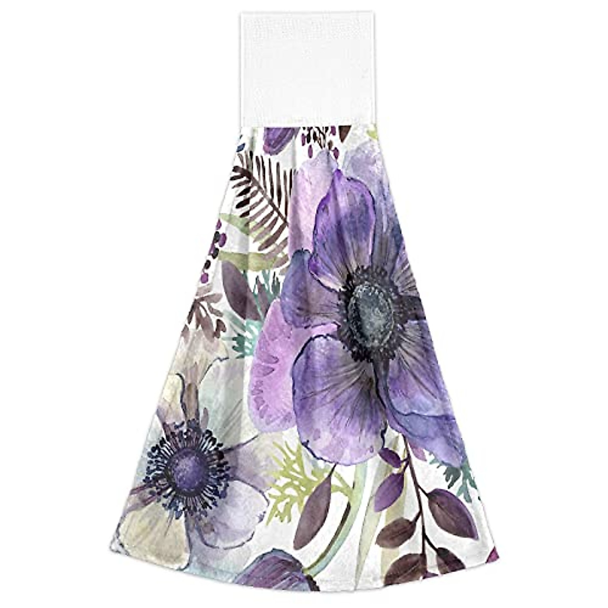 Tatenale Purple Hand Towels with Hanging Loop for Kitchen Bathroom Floral Decorative Hand Towels Soft Absorbent Oven Towel 18x14Inch 2Pack