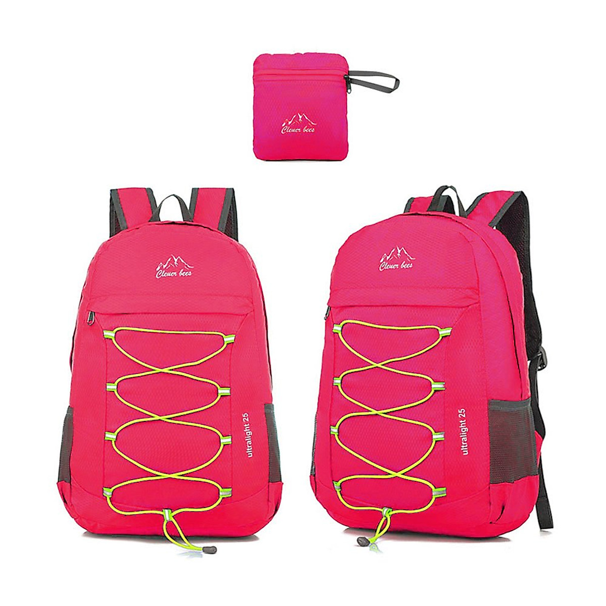 CLEVER BEES Outdoor Water Resistant Hiking Backpack, Fuchsia