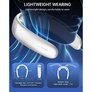 LINFOX Neck Fan,Portable Ultrathin Bladeless Neck Fan,4000mAh Rechargeable Battery Powered,3 Speeds Adjustable,Relaxed Without Feeling,Travel Essentials for Women and Man,Top Holiday Gifts(White)