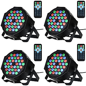 Litake 36 LED Stage Lights RGB DJ LED Par Light Remote & DMX Controlled Sound Activated Auto Play Uplighting for Wedding Birthday Christmas Holiday Music Show Dance Party Stage Lighting-4 Pack
