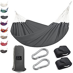 Gold Armour Hammock, Brazilian Style Hammock with Tree Straps for Hanging Durable Hammock, Portable Single Double Hammock for Camping Outdoor Indoor Patio Backyard (Dark Gray)