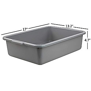 Cand Grey Commercial Bus Tubs, 13 L Plastic Bus Box/Wash Basin, 4 Packs