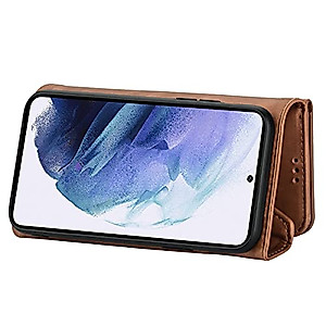 Ysnzaq Crossbody Lanyard Wallet Case for Samsung Galaxy S22 Ultra 5G 6.8", PU Leather Detachable Neck Strap with Credit Card Holder Phone Cover for Samsung Galaxy S22 Ultra 5G DKB Brown